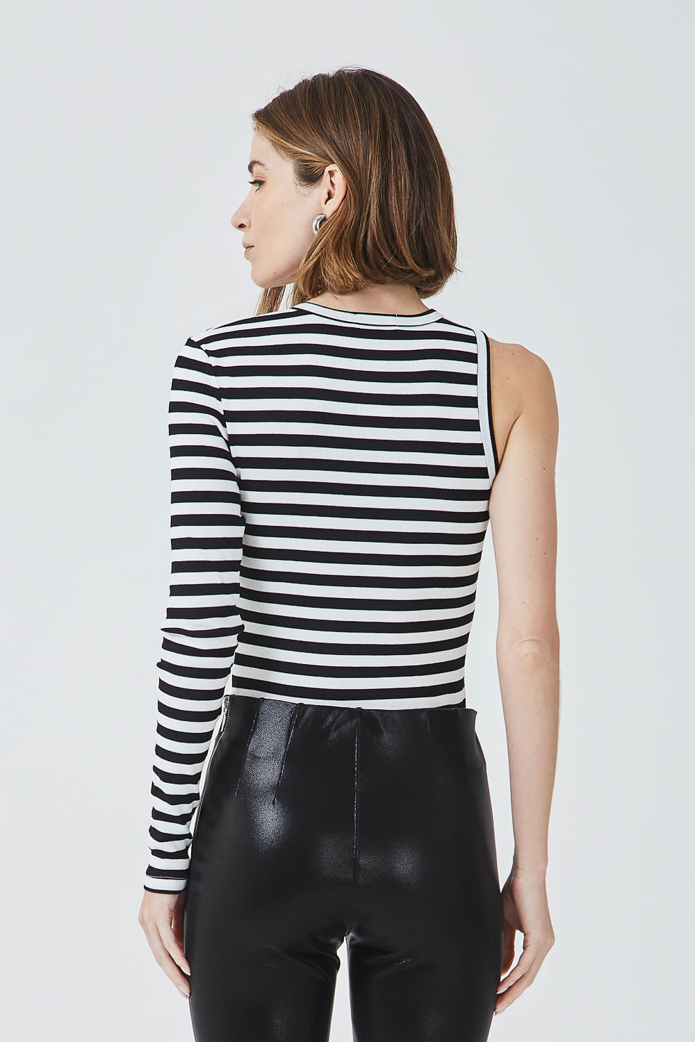 Blusa Rib Manga Única Camila Preto